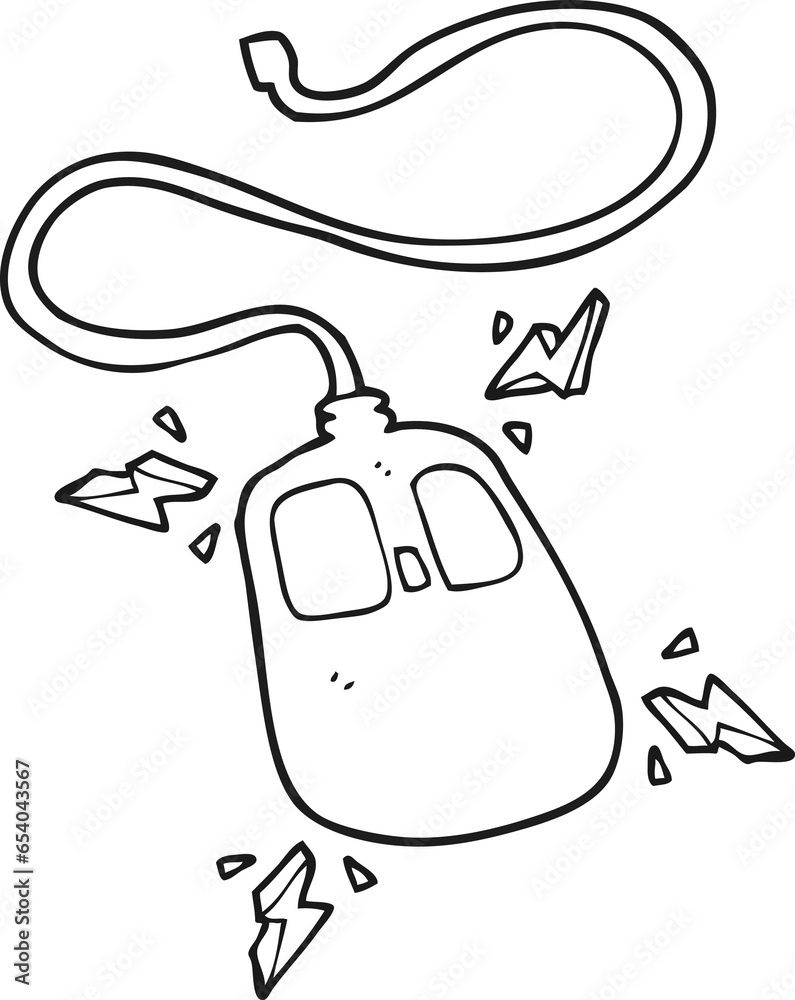 freehand drawn black and white cartoon computer mouse Stock ...