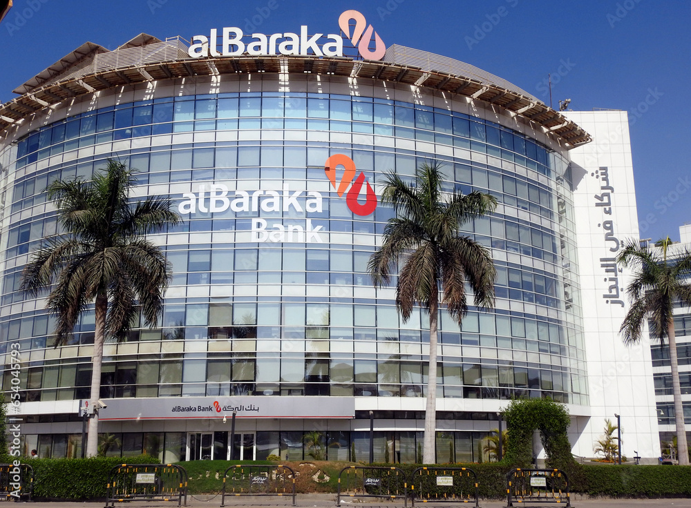 Cairo, Egypt, September 28 2023: alBaraka bank Egypt, Al Baraka Group B ...