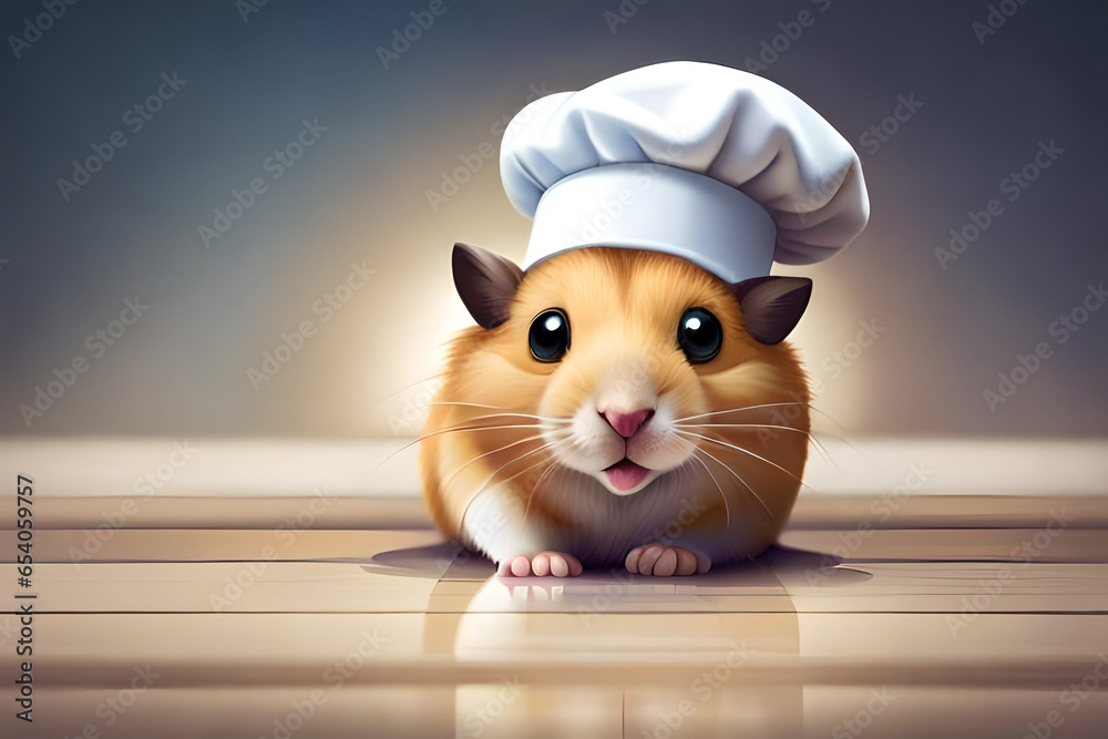 cute hamster wearing a chef's hat, created with generative ai ...