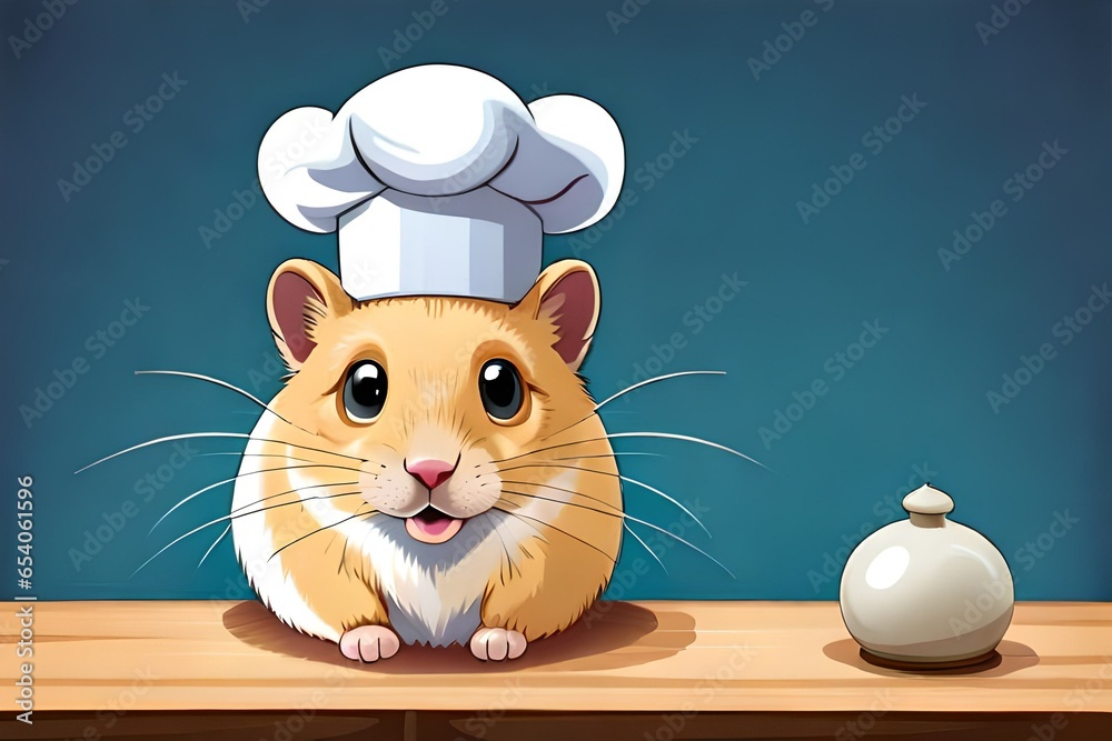 cute hamster wearing a chef's hat, created with generative ai ...