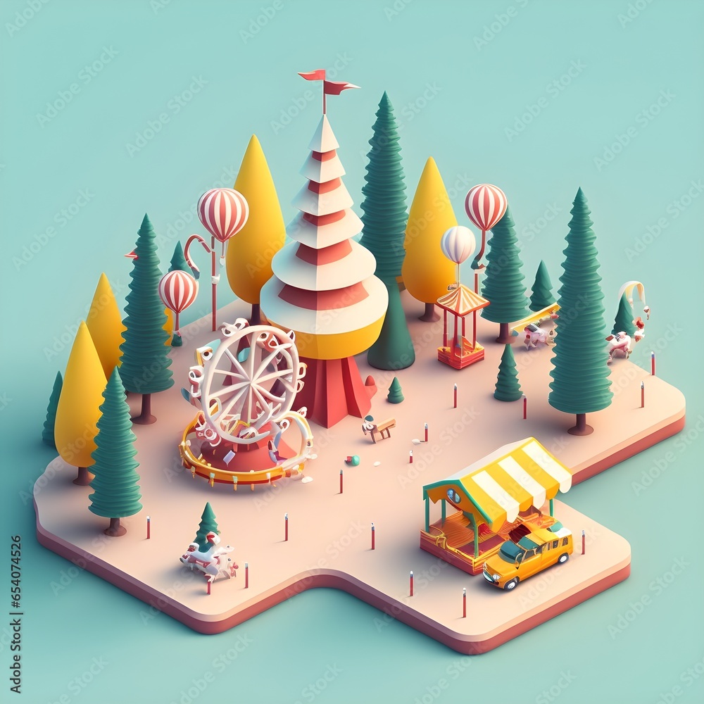 an christmas themed isometric theme park cutout isometric cute octane ...