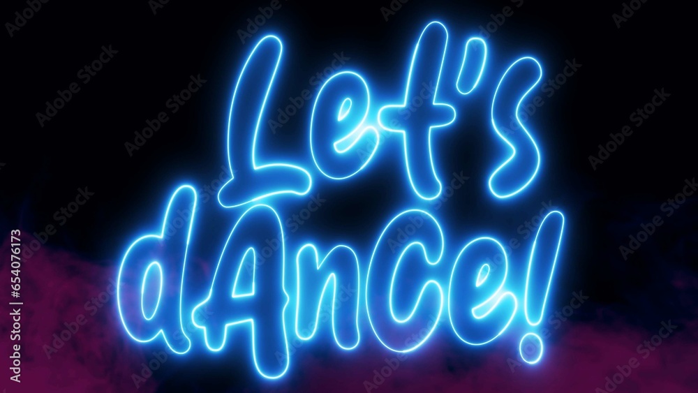 Let's Dance text font with light. Luminous and shimmering haze inside ...