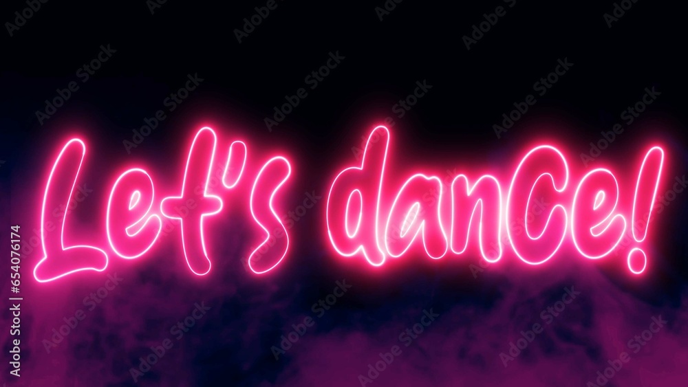 Let's Dance text font with light. Luminous and shimmering haze inside ...