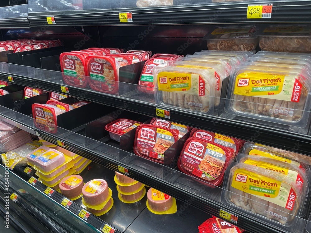 Walmart retail store interior Lunch meat section and prices Stock Photo ...