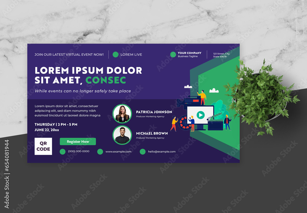 Blue and Green Virtual Video Production Eposter Stock Template | Adobe ...