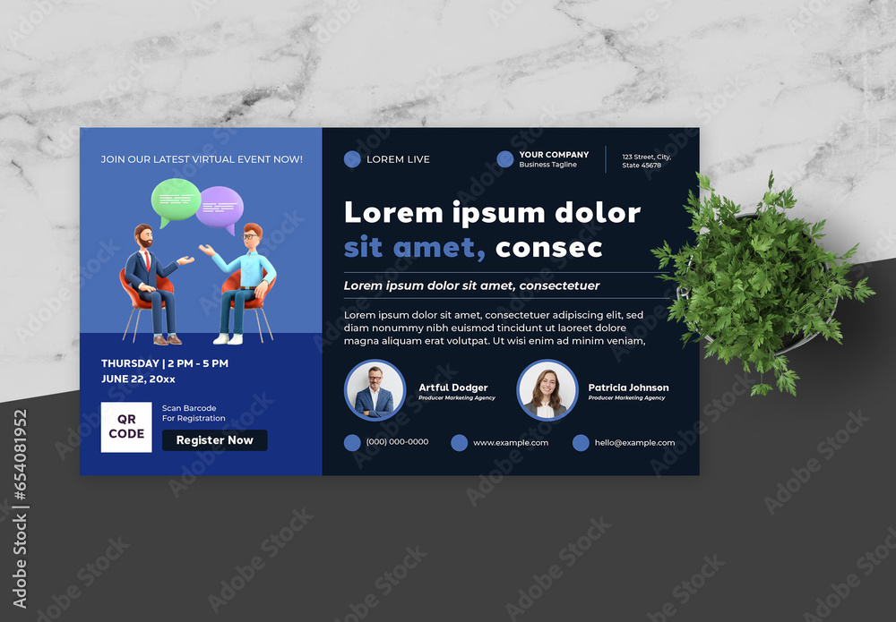 Black and Blue Virtual Consultant Event Eposter Stock Template | Adobe ...