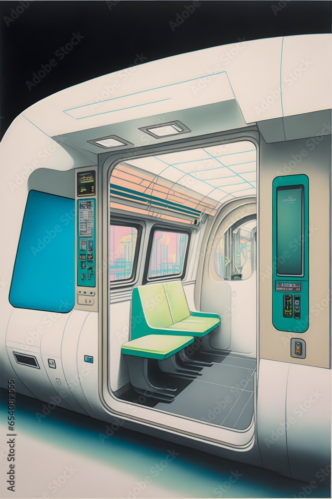 new futuristic train white Monorail train Tokyo white subway station ...