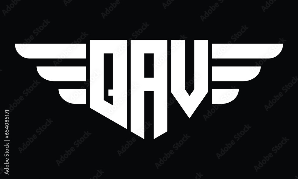 QAV three letter logo, creative wings shape logo design vector template ...