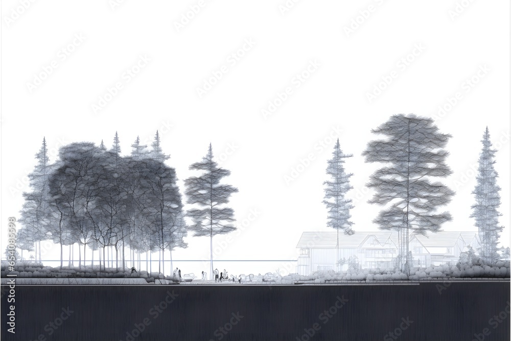 shoreline Pacific Northerst section drawing detailed linework black ...