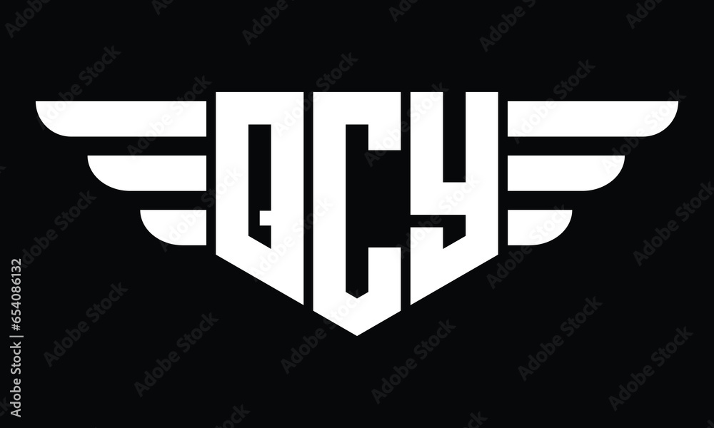QCY three letter logo, creative wings shape logo design vector template ...