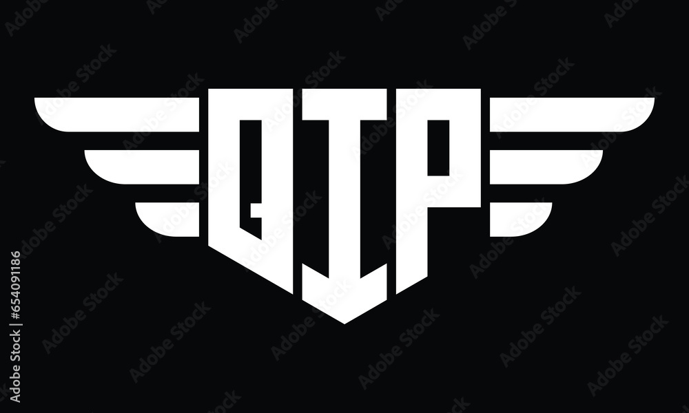 QIP three letter logo, creative wings shape logo design vector template ...