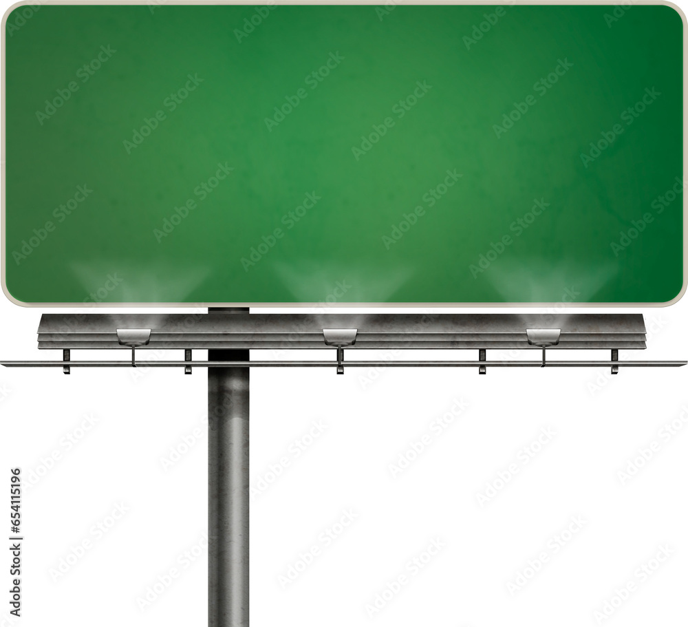 Digital png illustration of green billboard with copy space on ...