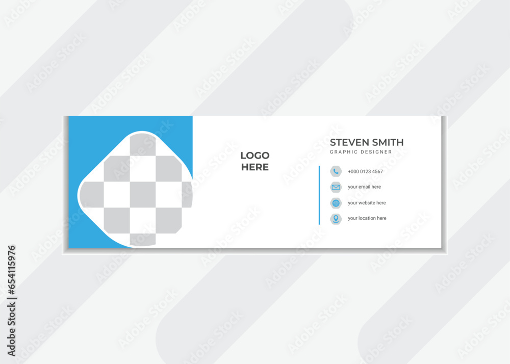 E-mail signature design template. modern email signature with sky blue ...