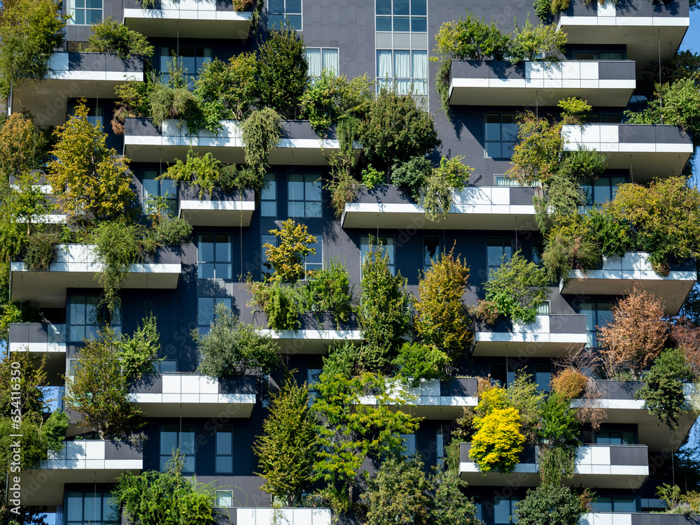 Milano, Italy. Bosco Verticale, a close up view at the modern and ...