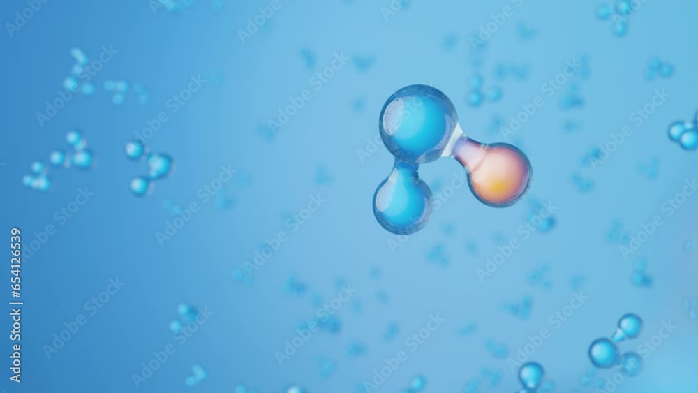 tritium and water atom with blue background 3D rendering. Stock ビデオ ...