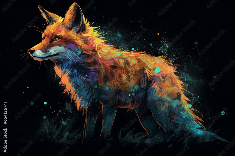 In a realm of perpetual twilight, spectral foxes with tails like ...