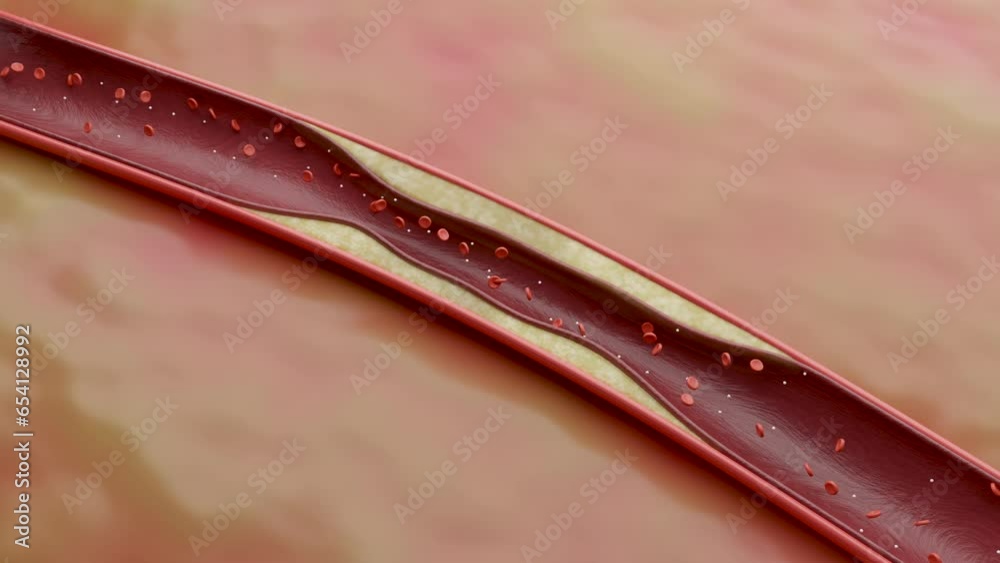 Cholesterol block blood cell in artery, Blood clot inside a blood ...