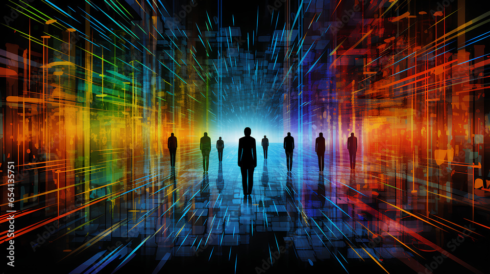 Cybersecurity Art Tech Lines and Crayon Work of Protection abstract art ...