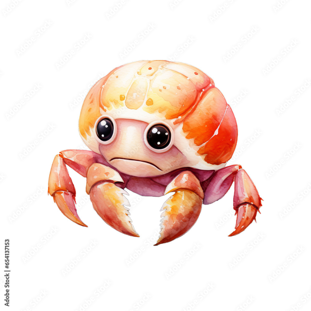 Hermit crab watercolor clipart on transparent background. Generative AI ...