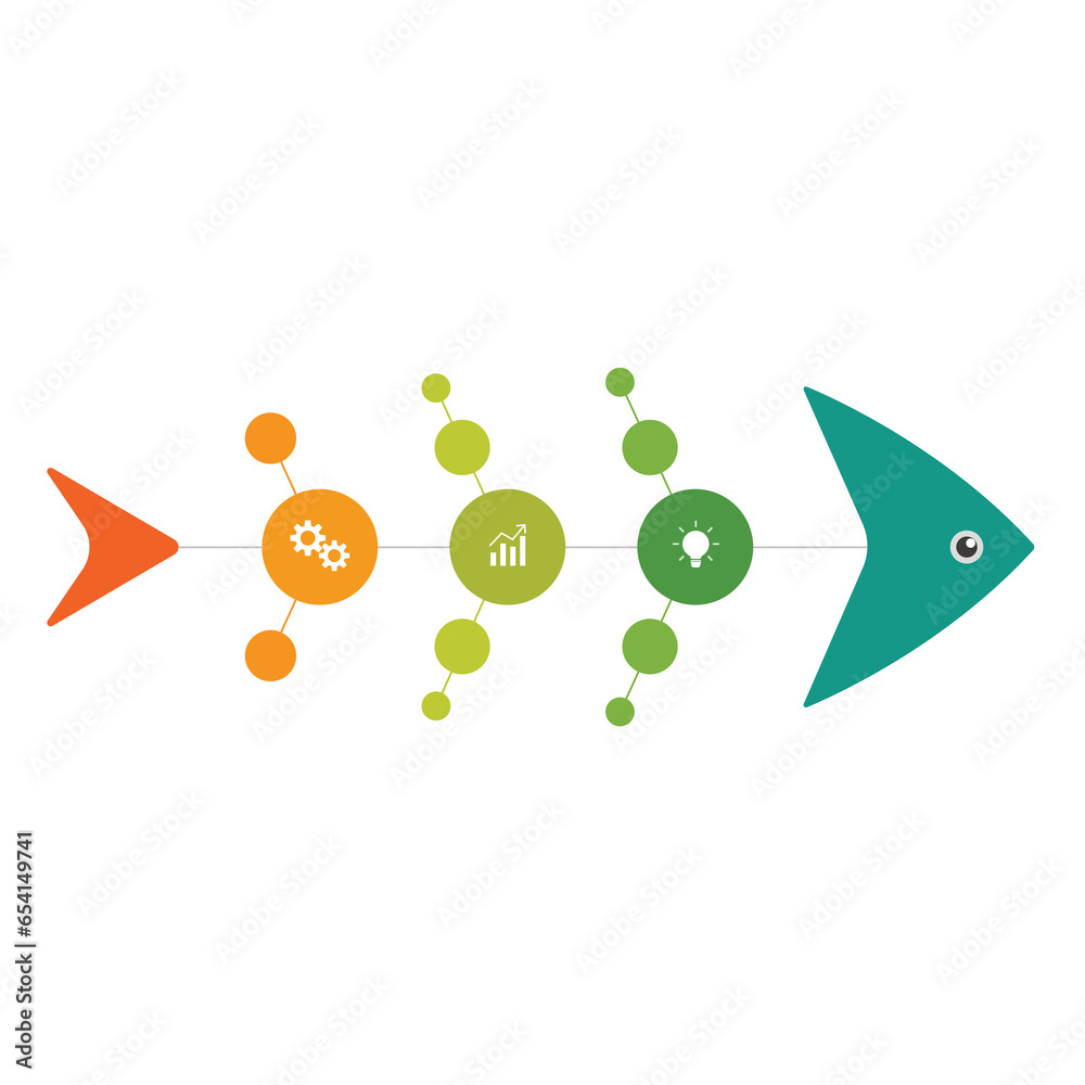 Fishbone chart diagram infographic Stock Illustration | Adobe Stock