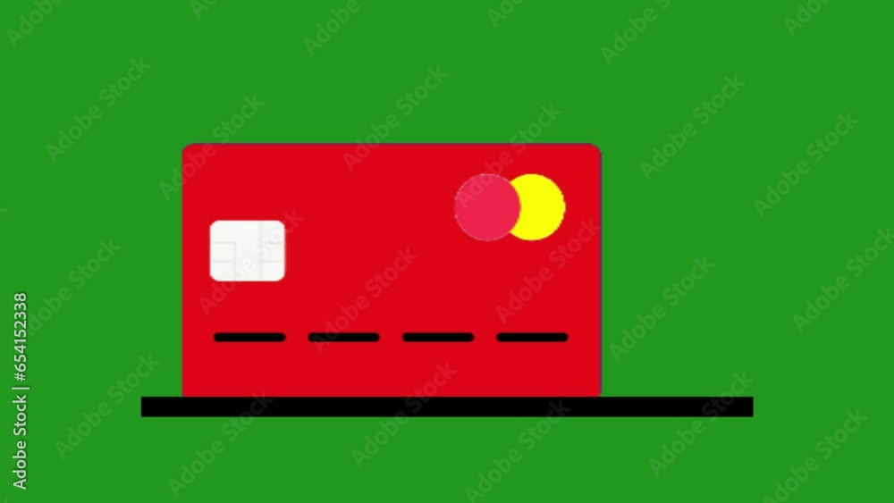 Credit card animation. Automated teller machine card, green screen ...