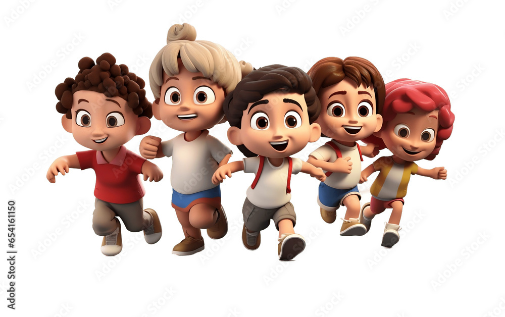 Adventures in Animation Little Kids in 3D Stock Illustration | Adobe Stock