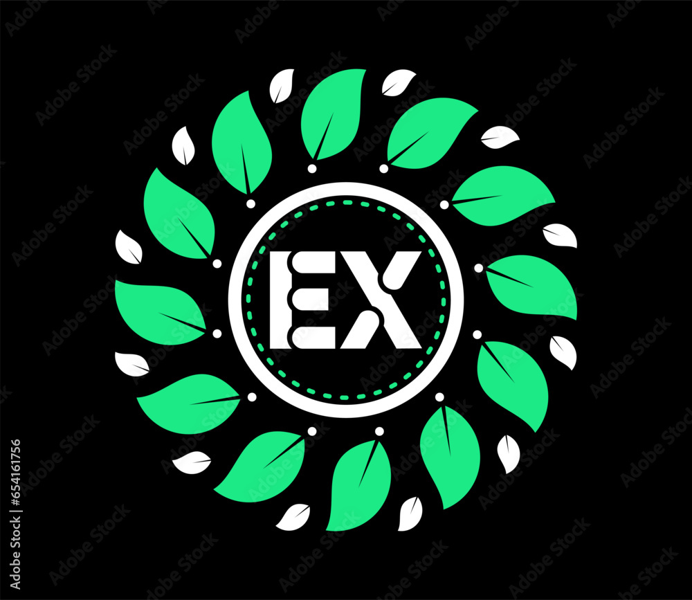 EX letter logo design with a circle shape. EX circle and cube shape ...