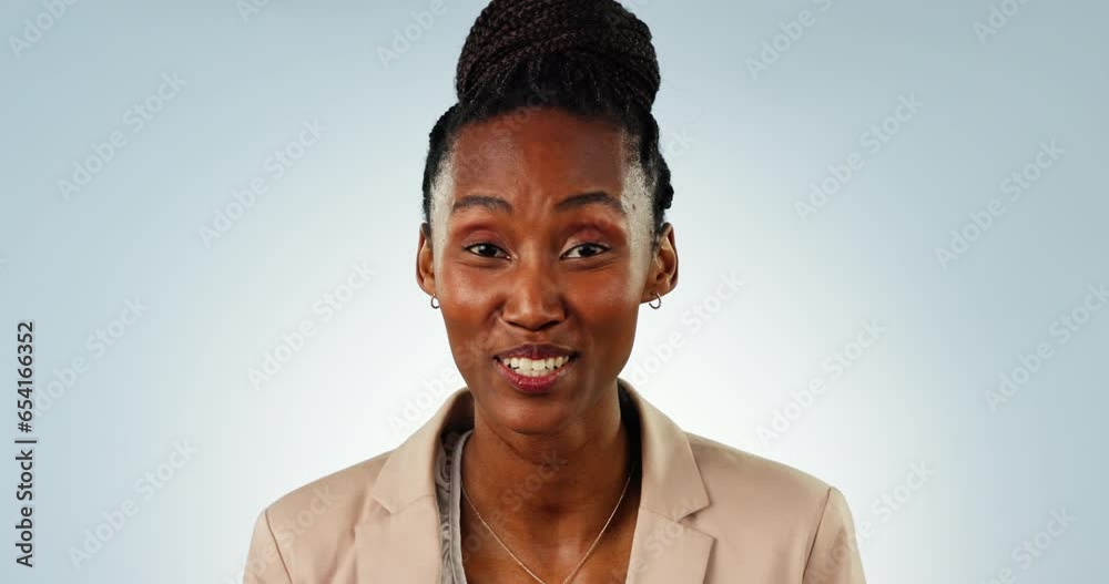 Confused, black woman and face laughing from question, doubt and choice ...