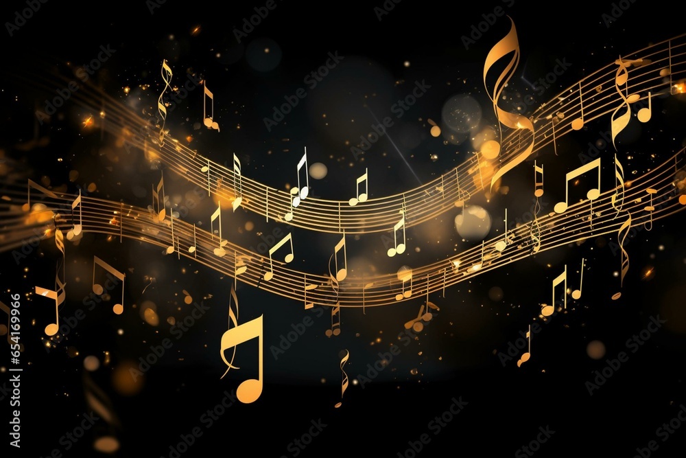 Musical notes with trebles, sheet music background. Generative AI Stock ...