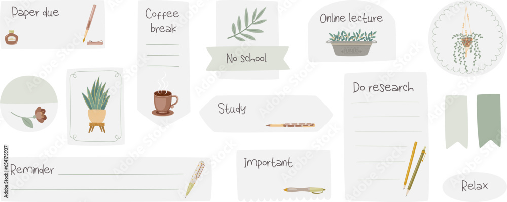 Ready to use student digital stickers. Digital note papers and stickers ...