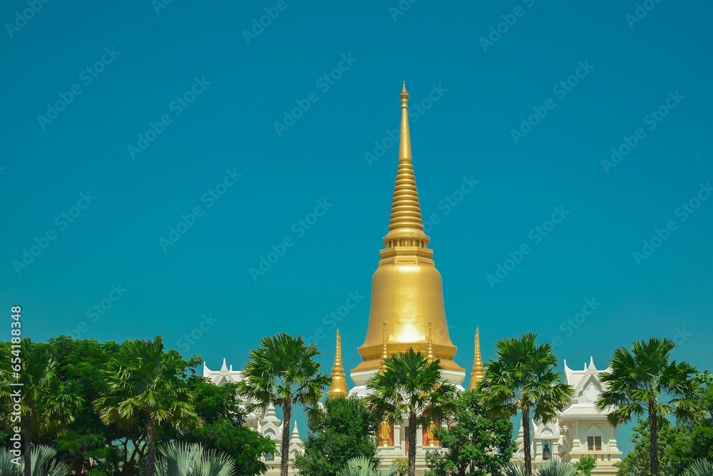 Yellow Chedi Temple of Wat Tako Luang Phor Ruay in Thailand On the ...
