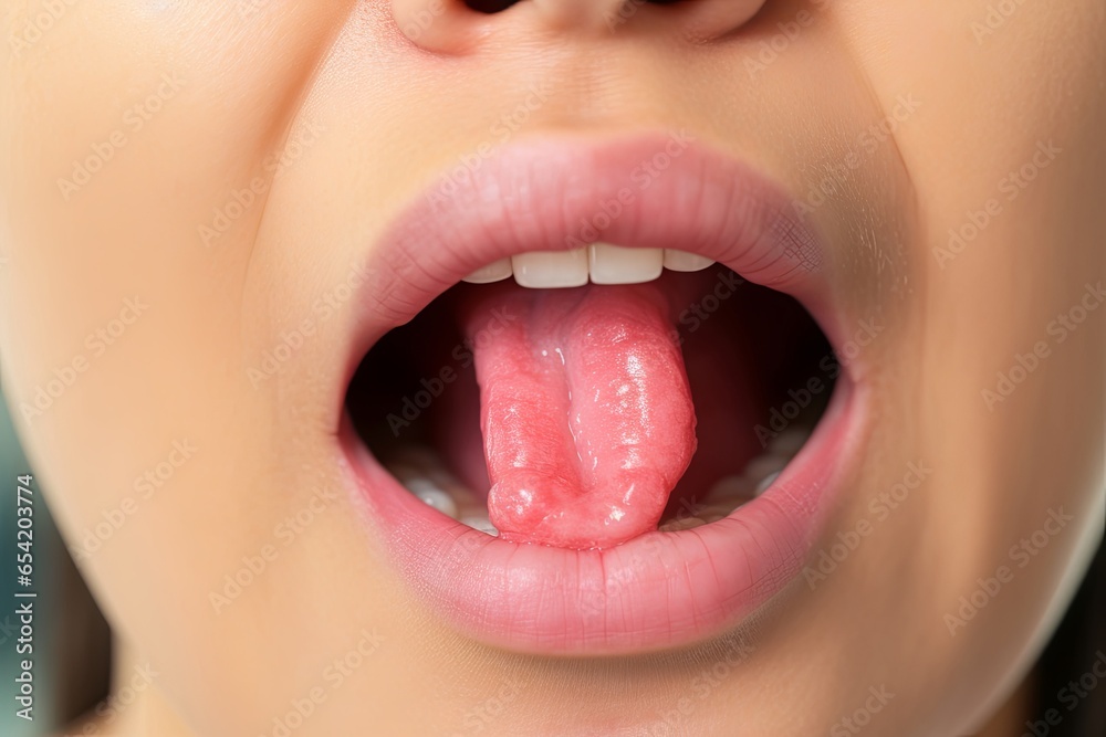 Ulcer at the tongue of Asian patient. Diagnosis may be aphthous ulcer ...