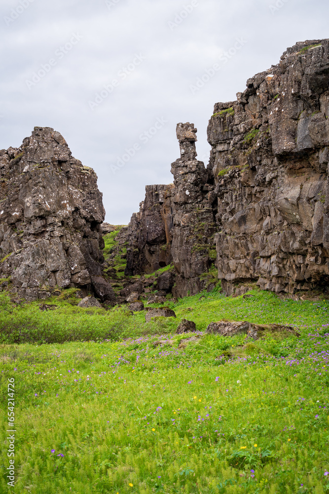 Lögberg Fault at Thingvellir National Park in Iceland Stock Photo ...