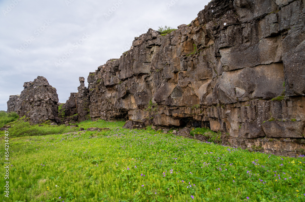 Lögberg Fault at Thingvellir National Park in Iceland Stock Photo ...