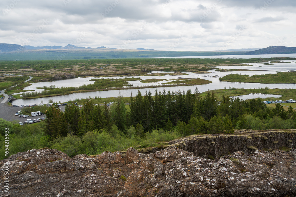 Lögberg Fault at Thingvellir National Park in Iceland Stock Photo ...