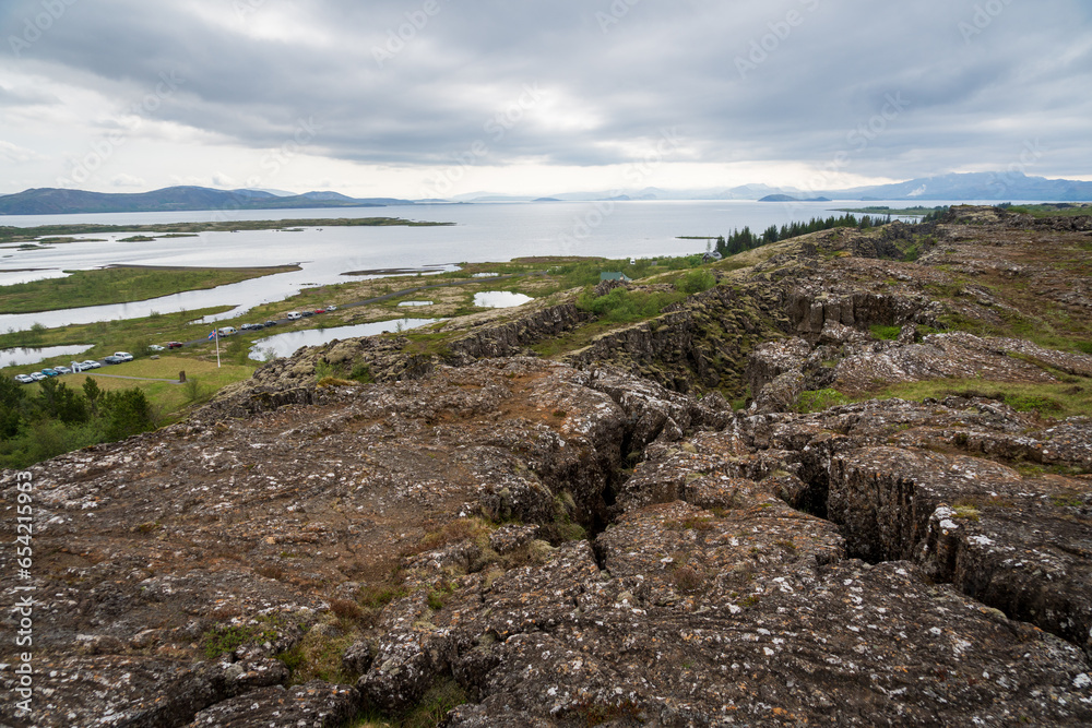 Lögberg Fault at Thingvellir National Park in Iceland Stock Photo ...