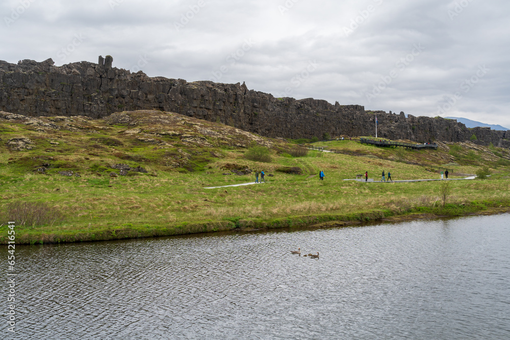Lögberg Fault at Thingvellir National Park in Iceland Stock Photo ...