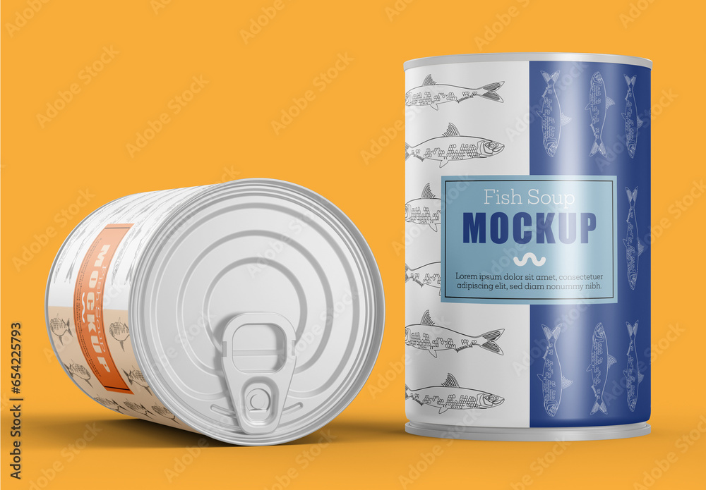 Set Food Cans Mockup Stock Template | Adobe Stock
