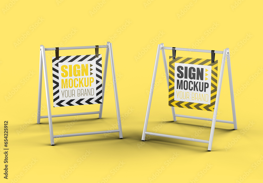 Metallic Sign Board Mockup Stock Template | Adobe Stock