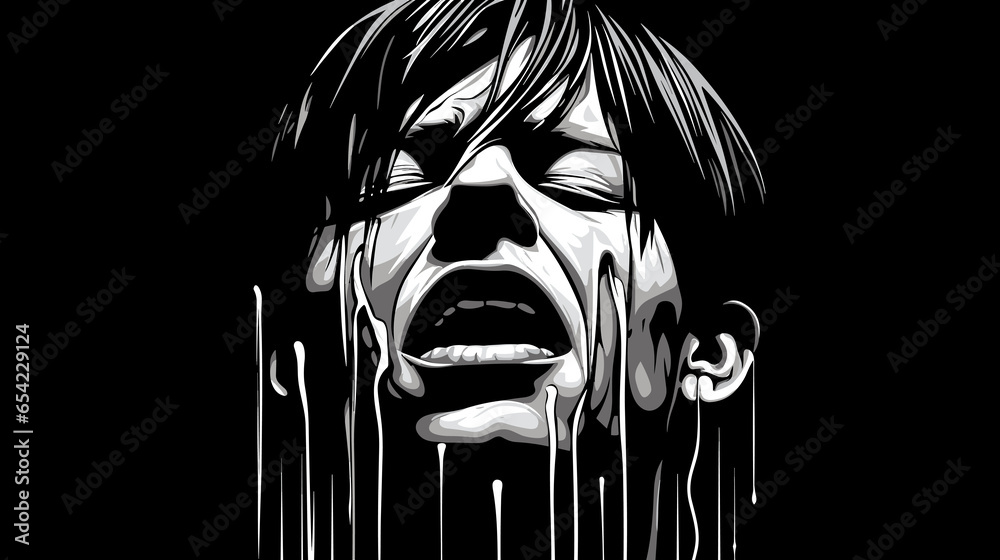 Loneliness and depression. Art representation of a womans emotional ...