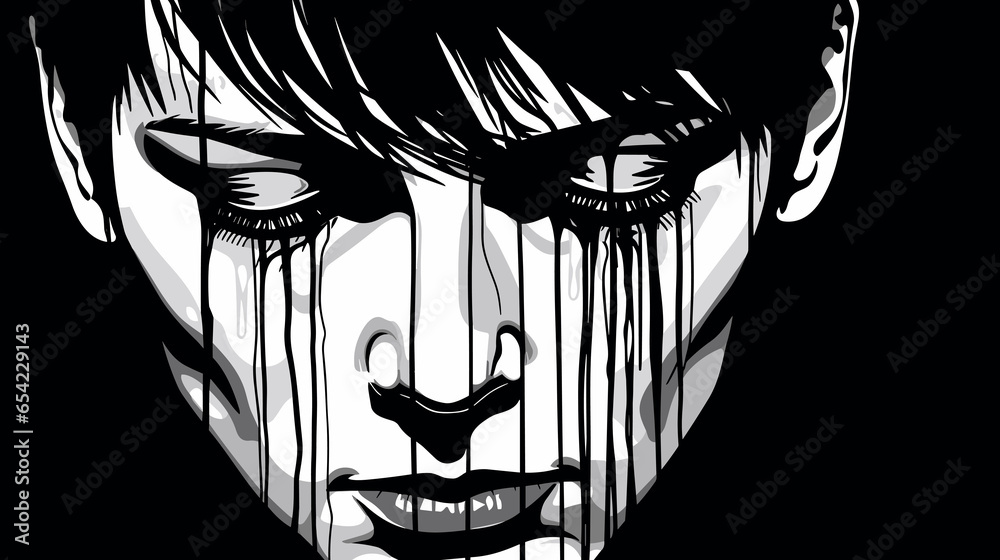 Loneliness and depression. Art representation of a womans emotional ...