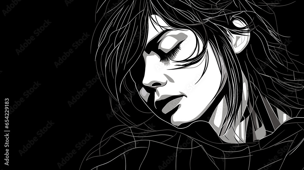 Loneliness and depression. Art representation of a womans emotional ...