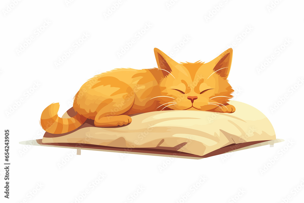 cat laying on bed vector flat minimalistic isolated vector style ...