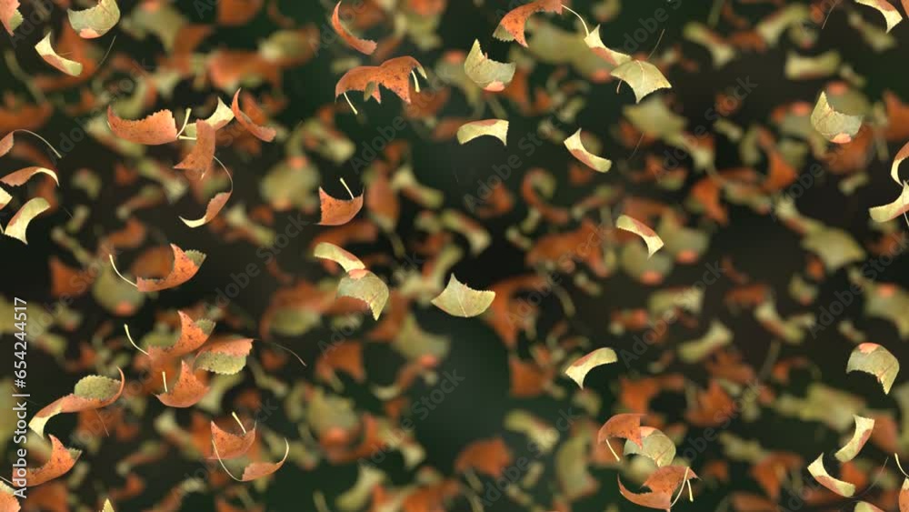 Autumn Leaves Golden LOOP TILE Wind Background. This Windy Leaf ...