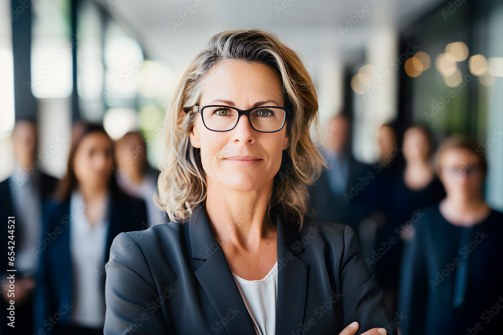 Retrato de mujer de negocios en la oficina. Atractiva gerente ejecutiva ...