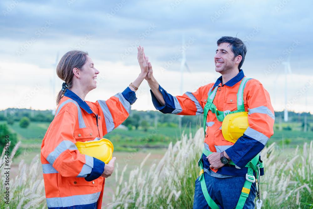 Touch hands and smile of Architectural Engineering Caucasian working ...