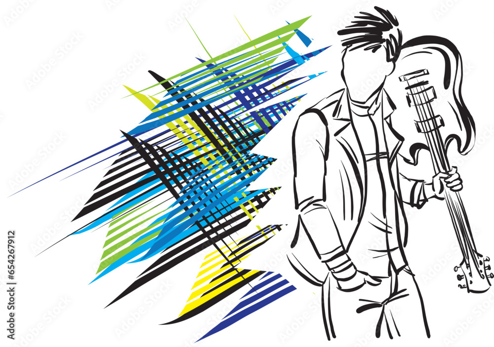 rocker man 1 brush color music career profession work doodle design ...