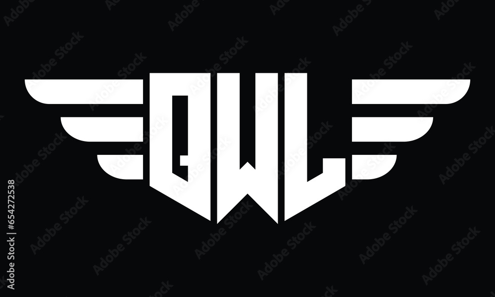 QWL three letter logo, creative wings shape logo design vector template ...