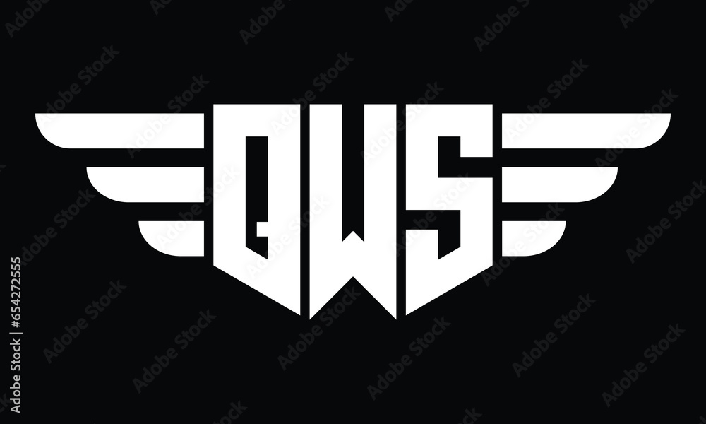 QWS three letter logo, creative wings shape logo design vector template ...