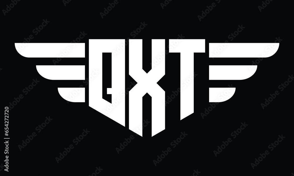 QXT three letter logo, creative wings shape logo design vector template ...